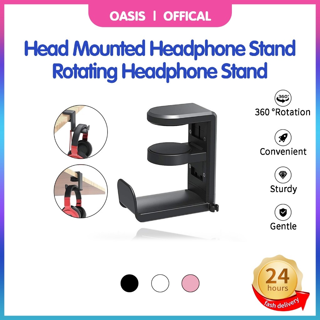 Jual 360-Degree Rotating Clamp Headphone Stand - Compact Headphone ...