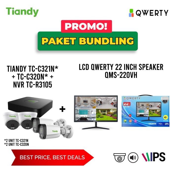Jual PAKET BUNDLING TIANDY TC-C321N & TC-C320N + NVR TC-R3105 + MONITOR QWERTY 22SPEAKER ...