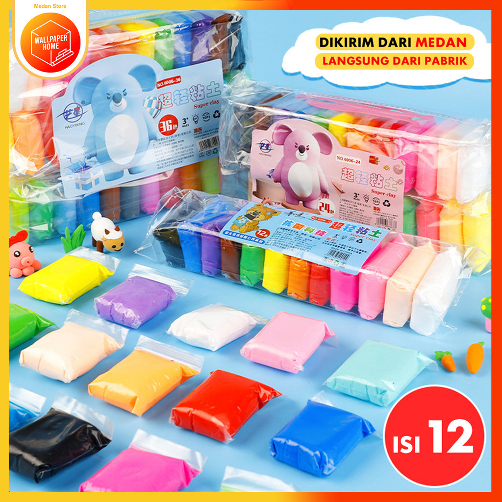 Jual Clay Mainan Anak Isi 12pcs Edukasi Slime Clay Dough Colour Play ...
