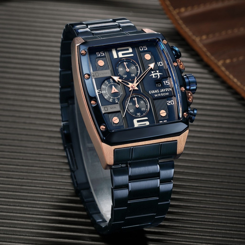 Jual Evans Jayden Jam Tangan Pria 9618 Rantai Stainless Steel ...