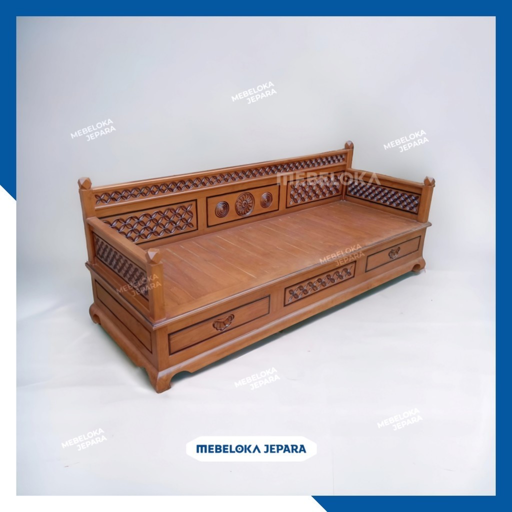 Jual Kursi risban daybed sofa jati tailan minimalis ukiran kawung ...