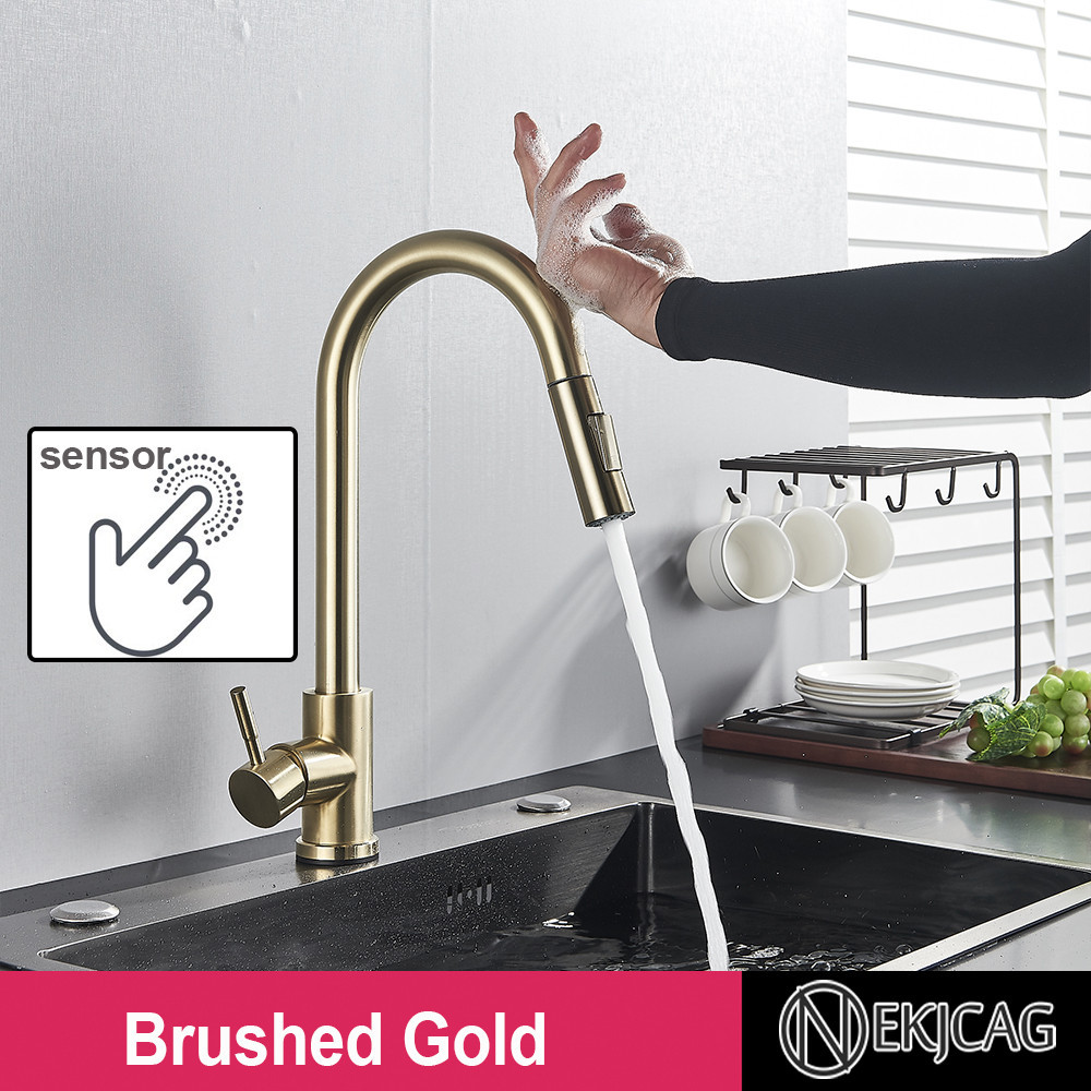 Jual Smart Touch Kitchen Faucet Sensor Sink Taps Pull Out 360 Rotation ...