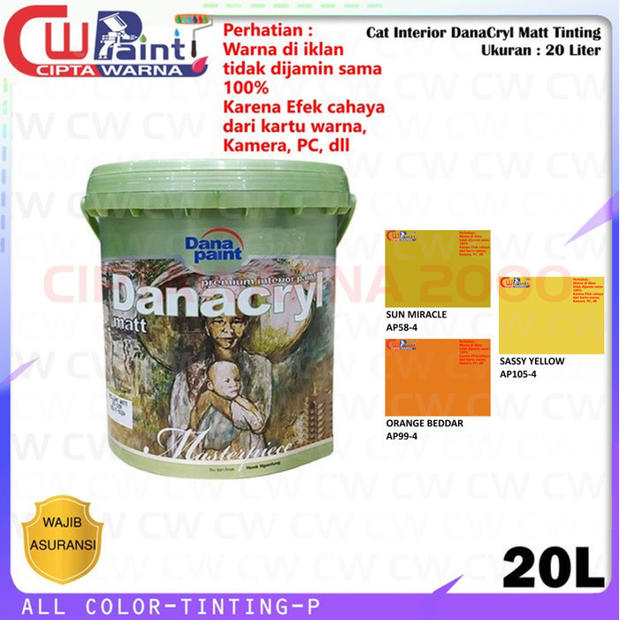 Jual Cat Tembok Dinding Danacryl Matt Interior Tinting Kuning Orange 20 ...