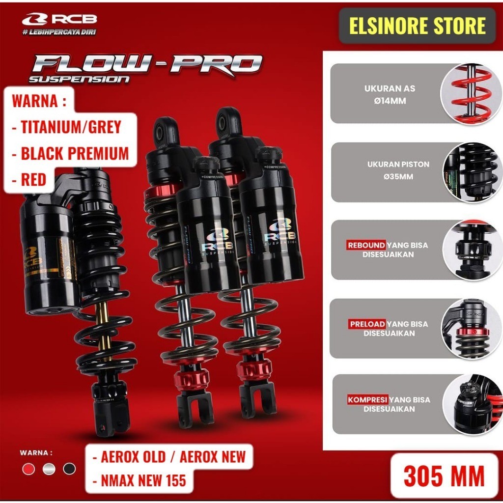 Jual PROMO BESAR BESARAN SHOCK BELAKANG RCB FLOW PRO 305 MM NMAX NEW ...
