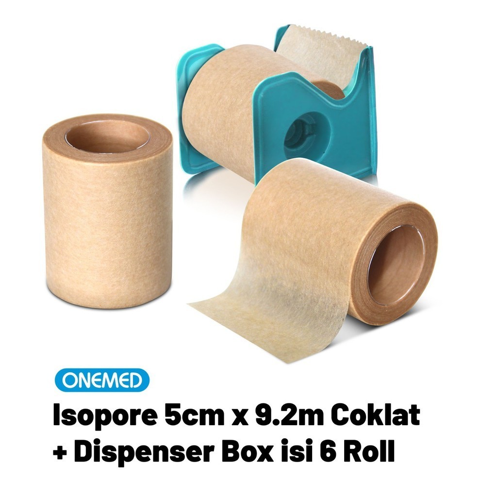 Jual ONEMED Isopore Coklat 5cm x 9,2m + Dispenser Plester Kertas ...