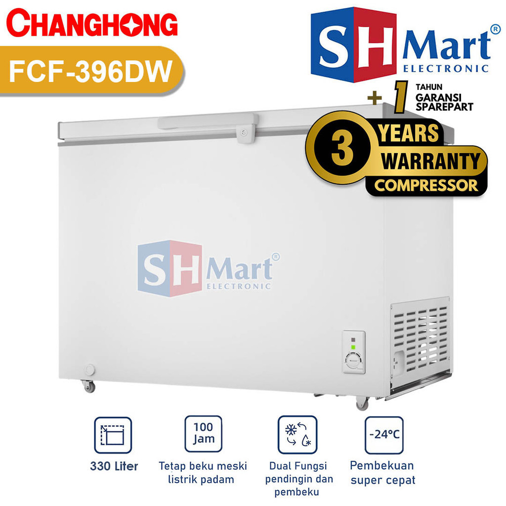 Jual CHEST FREEZER CHANGHONG 330 LITER FCF396DW LOW VOLTAGE GARANSI ...