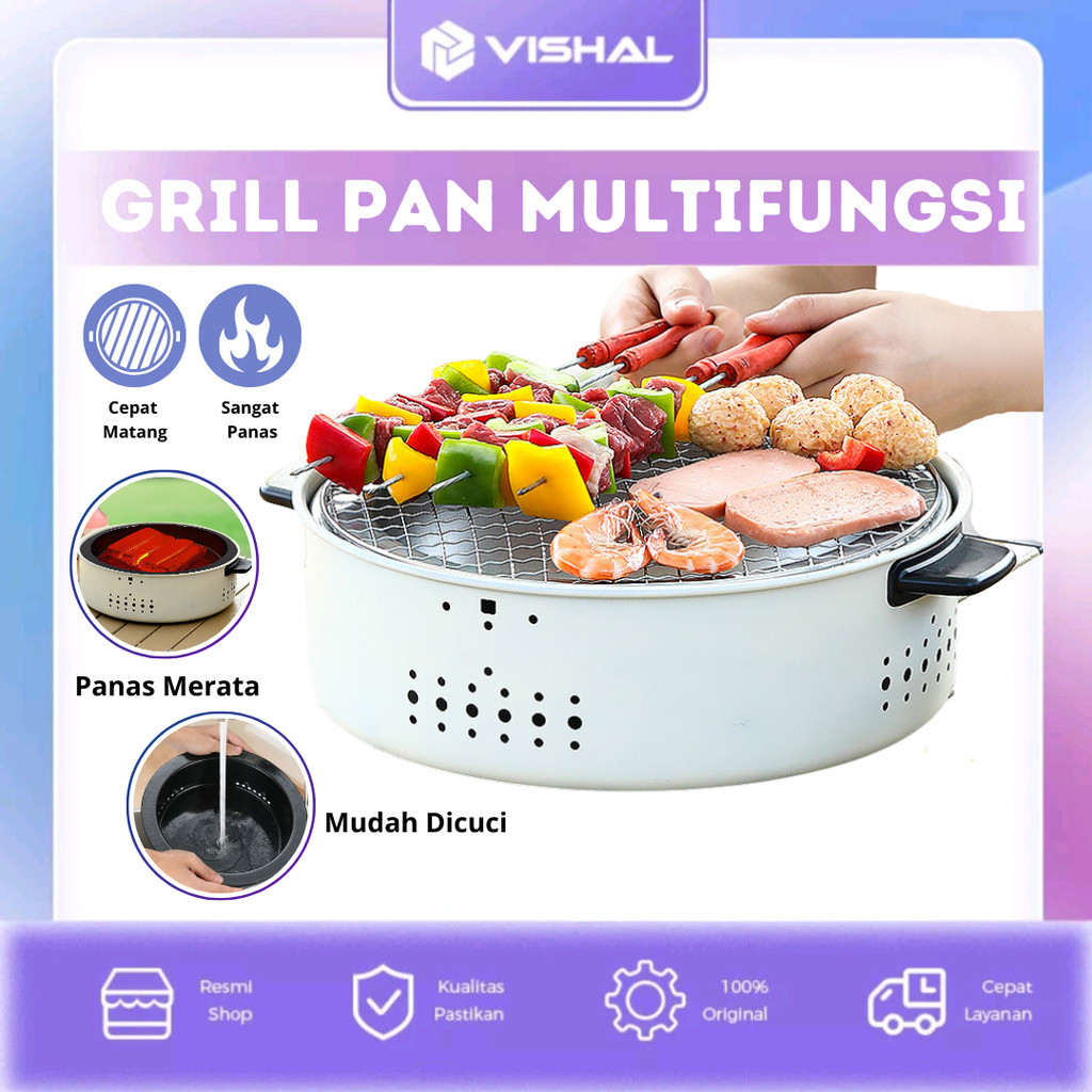 Jual VISHAL Alat Pemanggang Bulat Barbeque Grill Pan Multifungsi ...