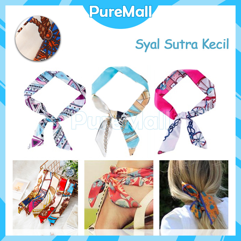 Jual Pita Ikat Rambut / Syal Scarf / Syal Sutra Kecil | Shopee Indonesia