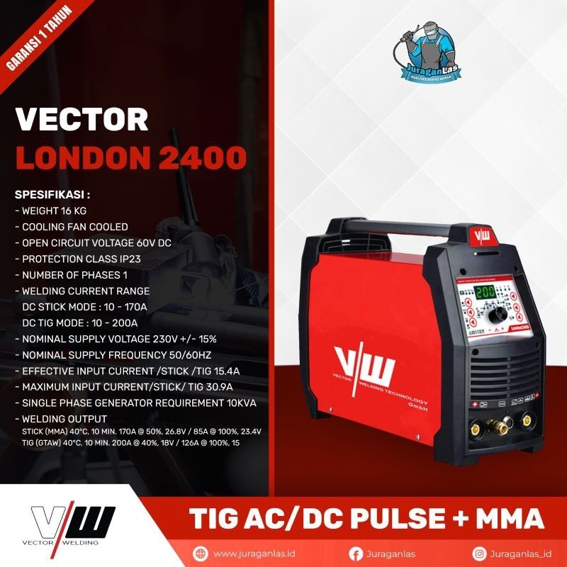 Jual Mesin Las TIG AC / DC Pulse + MMA 200A merk VW Red London 2400 | Shopee Indonesia