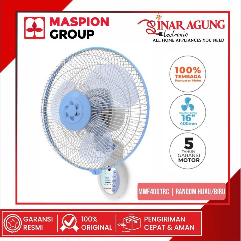 Jual MASPION MWF-4001RC / MWF4001RC WALL FAN 16 INCH WITH REMOTE ...