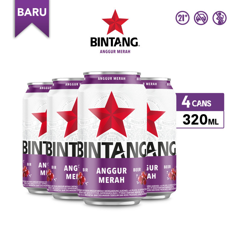 Jual Bir Bintang Anggur Merah 320ml Can 4 Pc | Shopee Indonesia