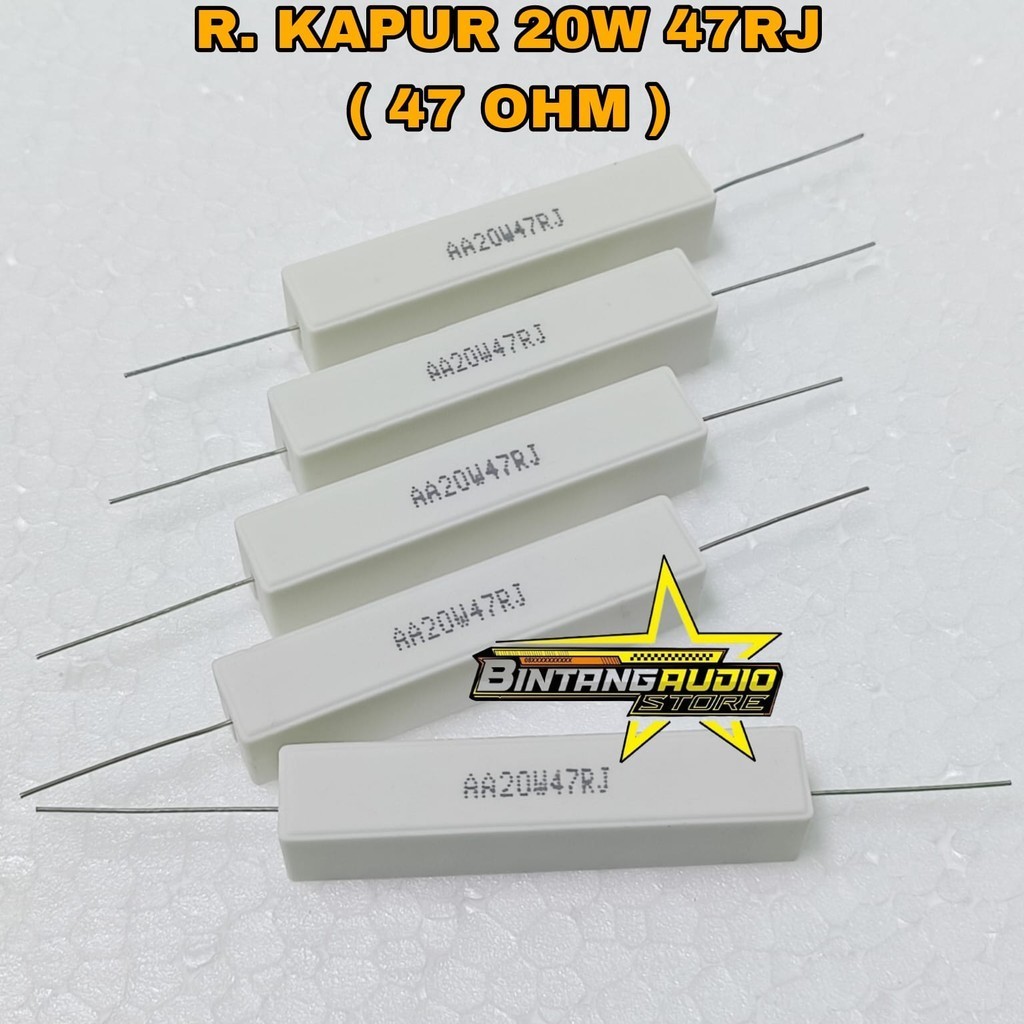 Jual Resistor Kapur 20W 47 Ohm / 20watt 47 R 47RJResistor kapur kaki ...