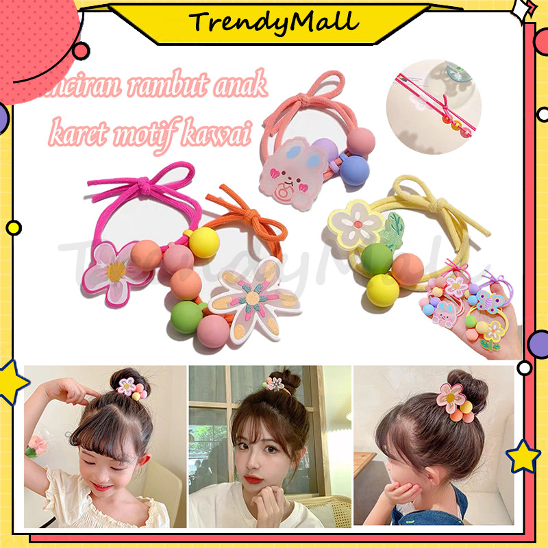 Jual ikat rambut korea icon flower/ikat rambut anak korea karakter lucu ...
