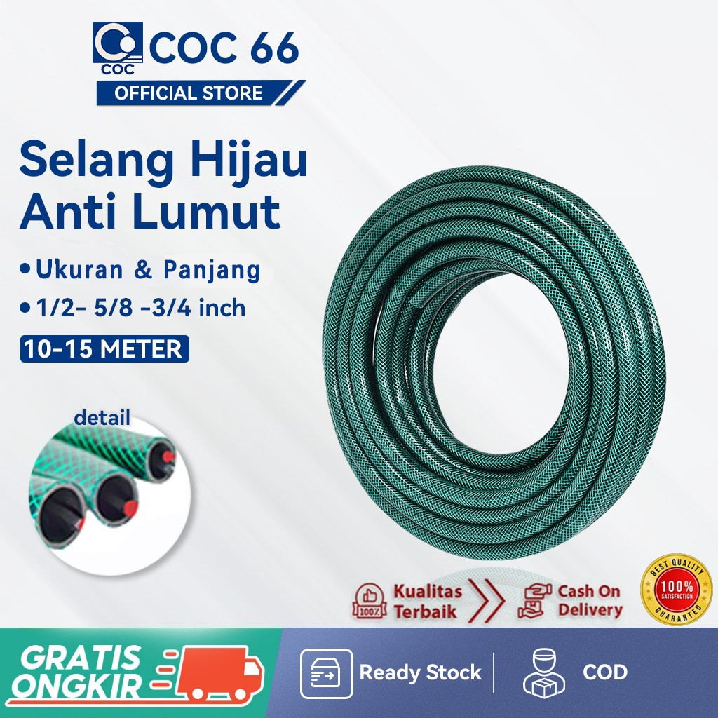 Jual SELANG AIR 1/2 5/8 3/4 INCH 10 & 15 METER 1 ROL HIJAU TAMAN ANTI LUMUT TEBAL 2 MM ALAT ...