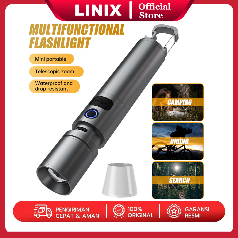 Jual Linix Senter Laser Zoom Multifungsi Yang Dapat Ditarik 1800mah ...
