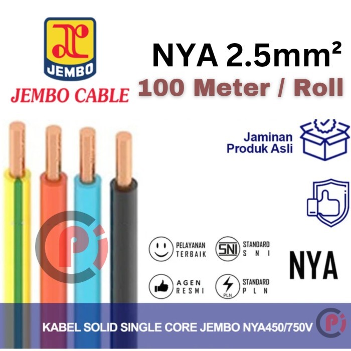 Jual JEMBO CABLE NYA Ukuran 2.5mm 100 Meter Full Tembaga Untuk Kabel ...
