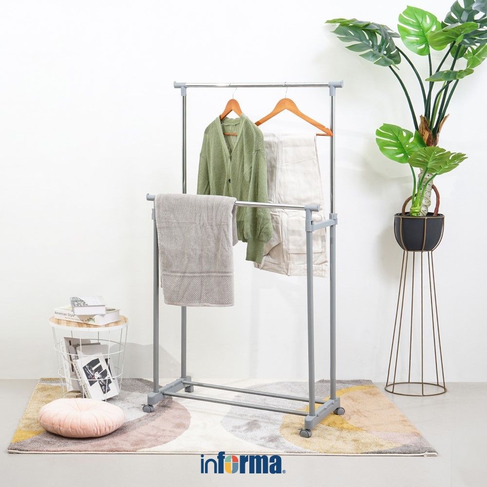 Jual Informa 84X42.5X101-167 cm Gantungan Pakaian - Silver Stand Hanger ...
