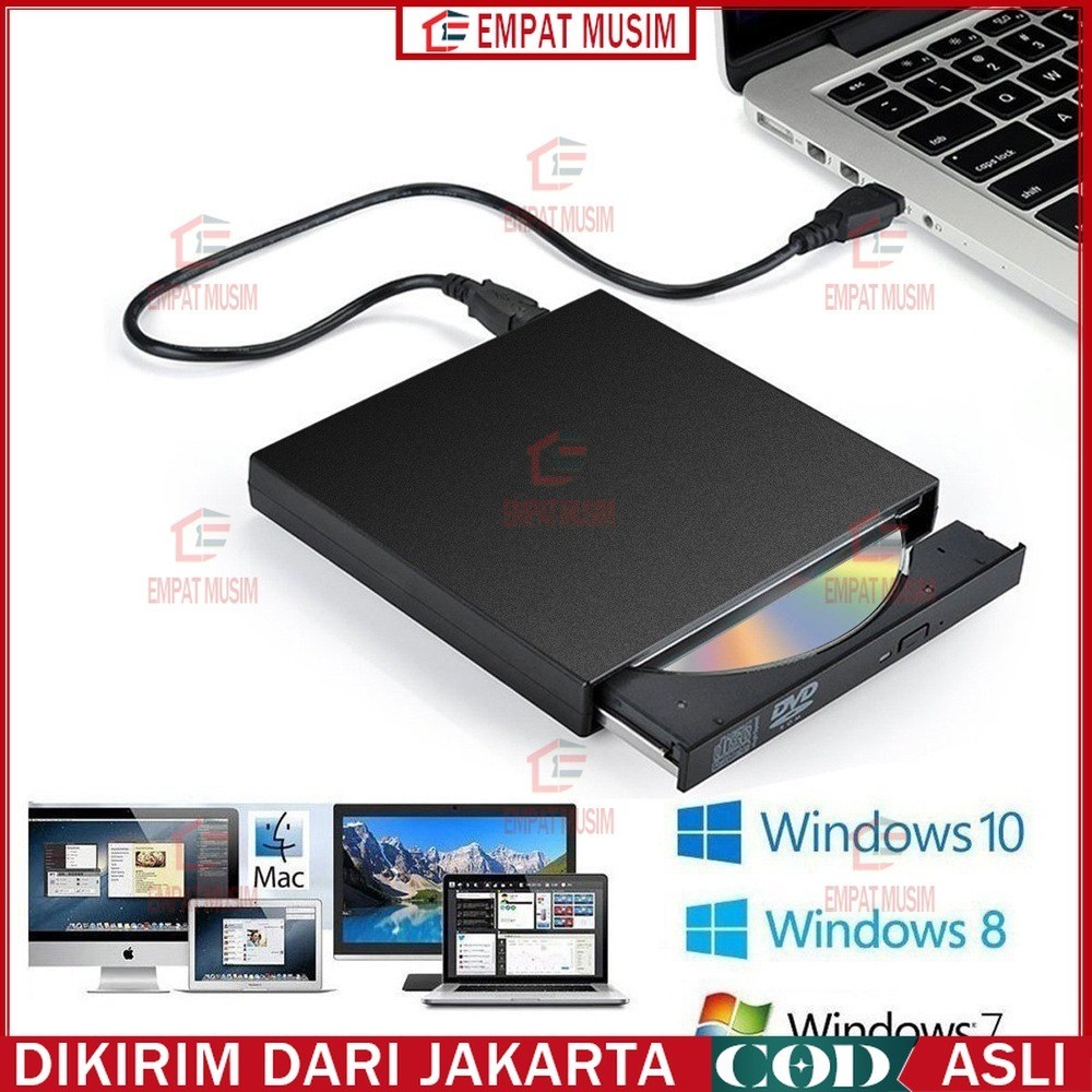 Jual External DVD Drive Slim Portable Optical Drive Writer DVD/CD/VCD Burner Rewriter CD ROM ...