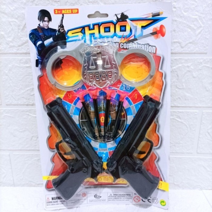 Jual Kominasi full set 2 pistol borgol dan badge mainan pistol panah ...