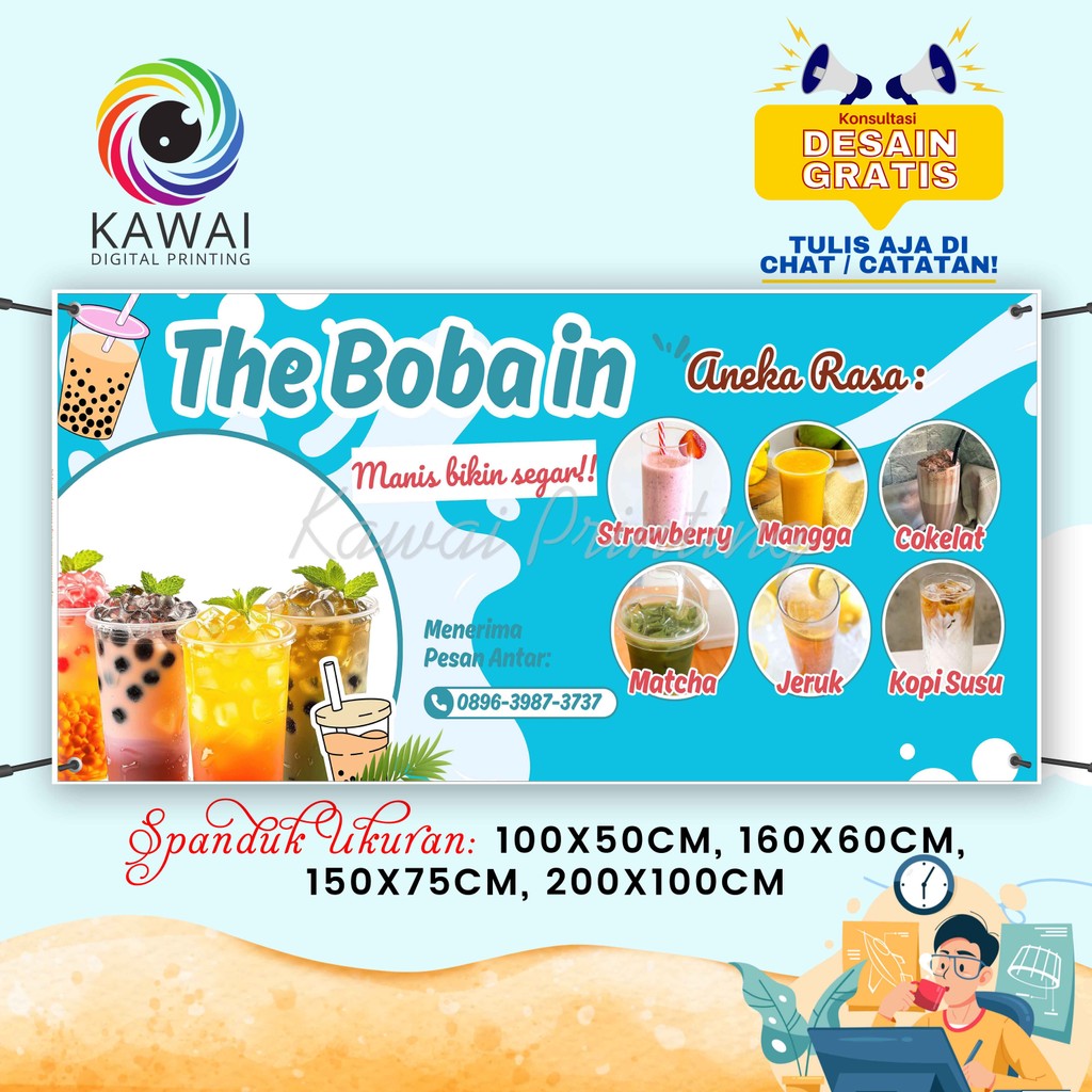 Jual Spanduk Banner MMT Aneka Minuman Boba Toping Rekuest 200x100 Cm ...