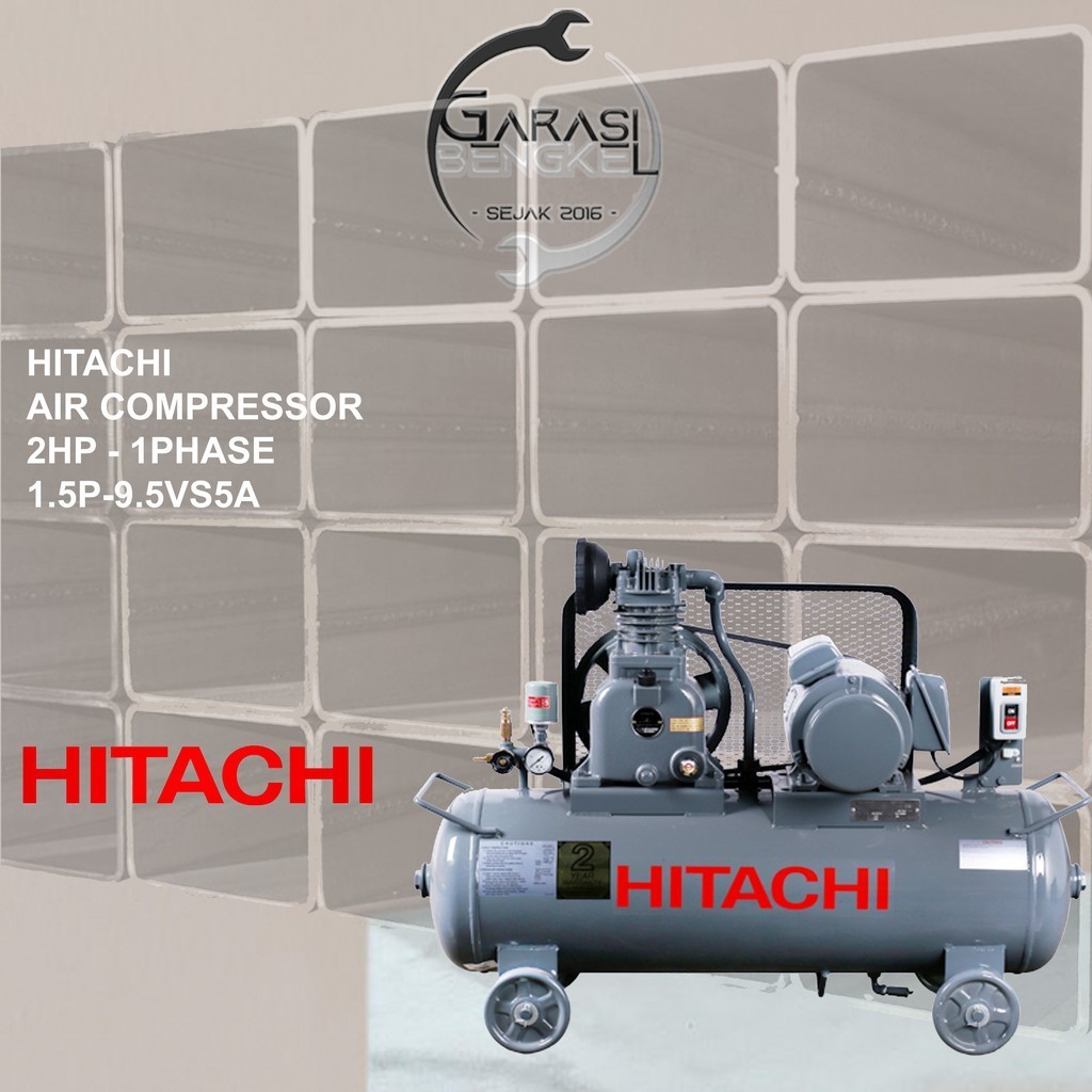 Jual Kompresor Angin Hitachi Air Compressor 2Hp 1 Phase 1.5P-9.5VS5A ...