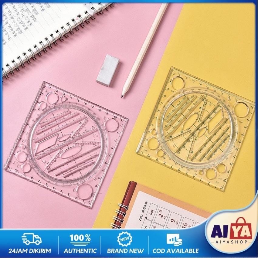Jual Penggaris Multifungsi Rotasi 360° Drawing Ruler / Mal Putar Gambar ...