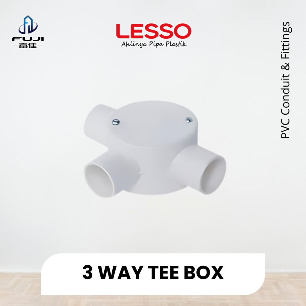 Jual Lesso PVC Conduit 3 Way Tee Box Dengan Penutup | Shopee Indonesia