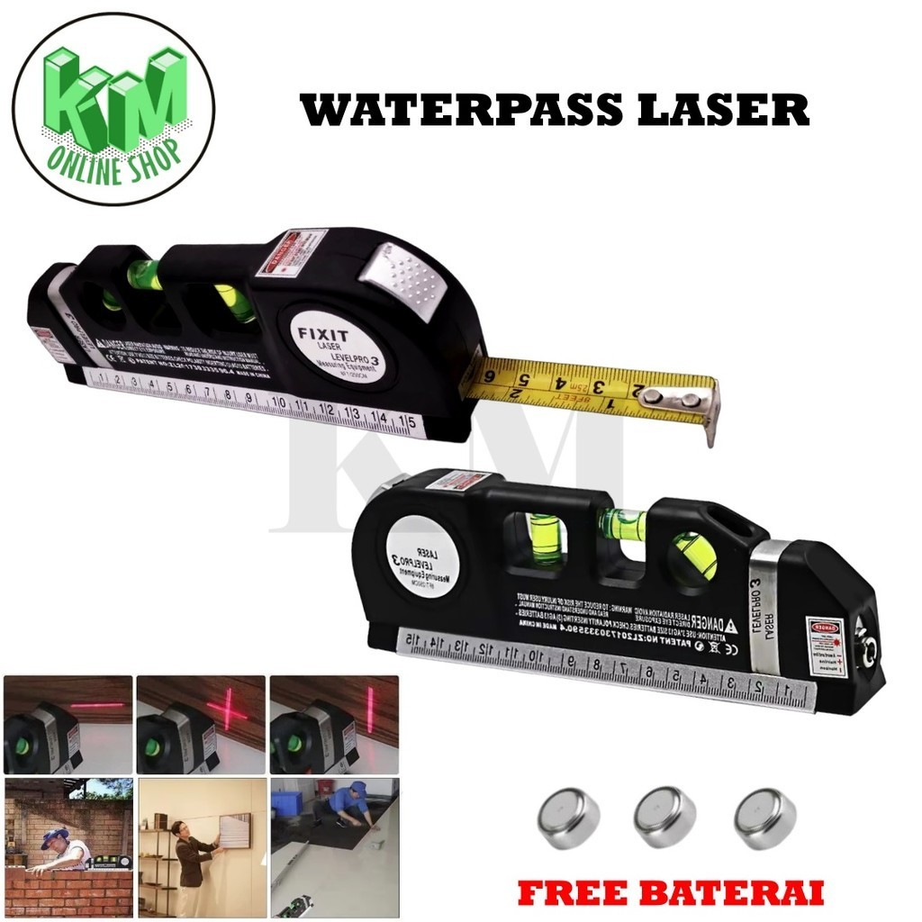 Jual Fixit Level Pro 3 with meteran Penggaris Laser Waterpass Meteran ...