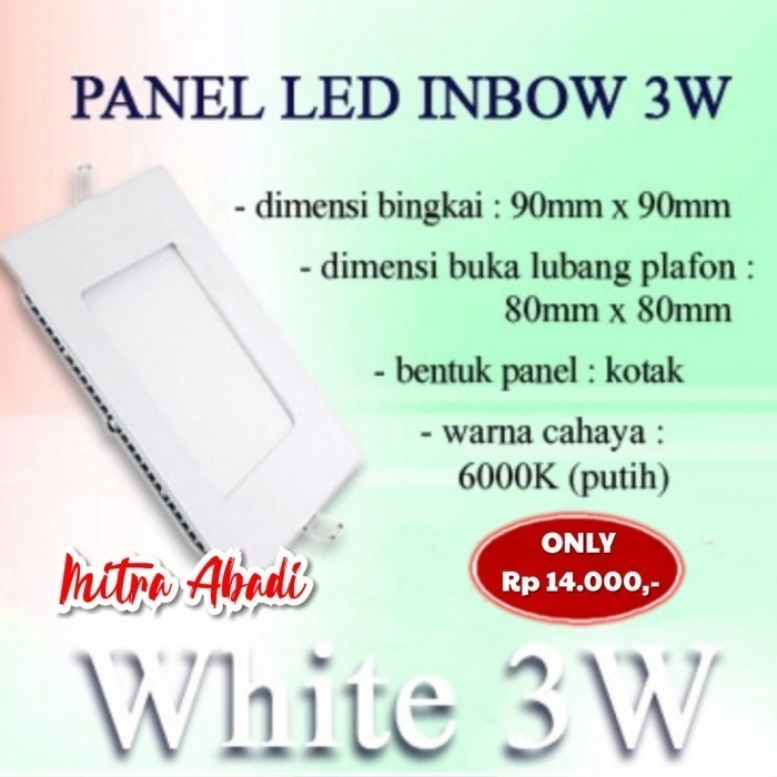 Jual CUCI GUDANG - Panel LED 3 Watt Putih / White 6500K INBOW Kotak ...