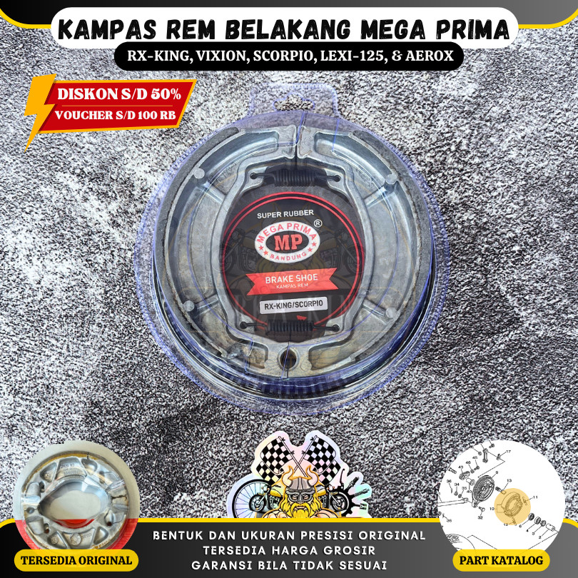 Jual Kampas Rem Belakang Tromol Pirodo ORIGINAL MEGA PRIMA RX King ...