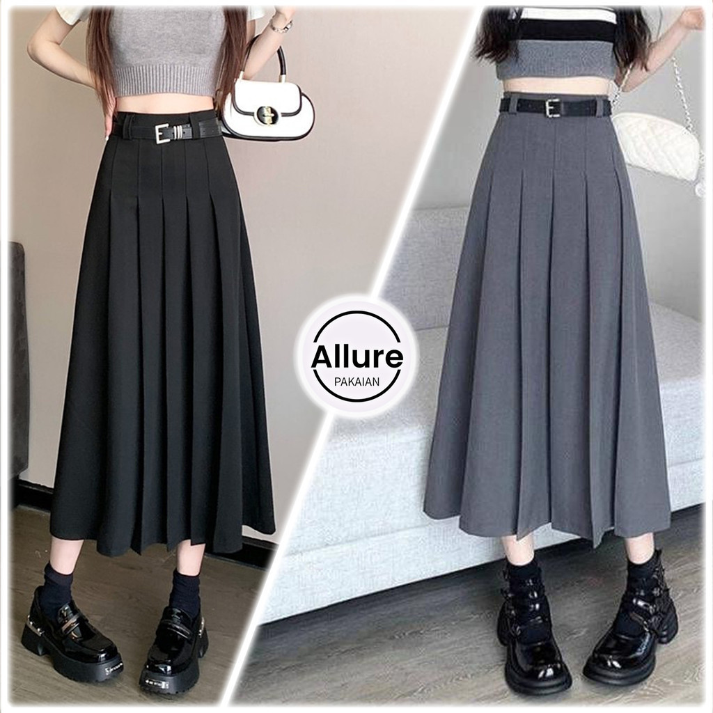 Jual ALLURE PAKAIAN Korean Style Rok Panjang rampel 1 set sabuk ...