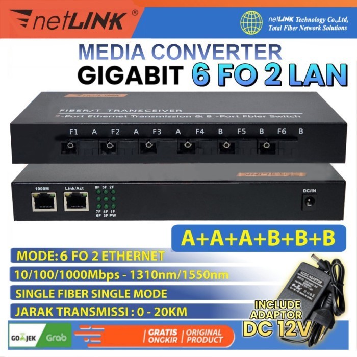 Jual Media converter Gigabit 2 FO/4 FO/6 FO 2 LAN 10/100/1000M Fiber Optic - HTB GS-03 A+B ...