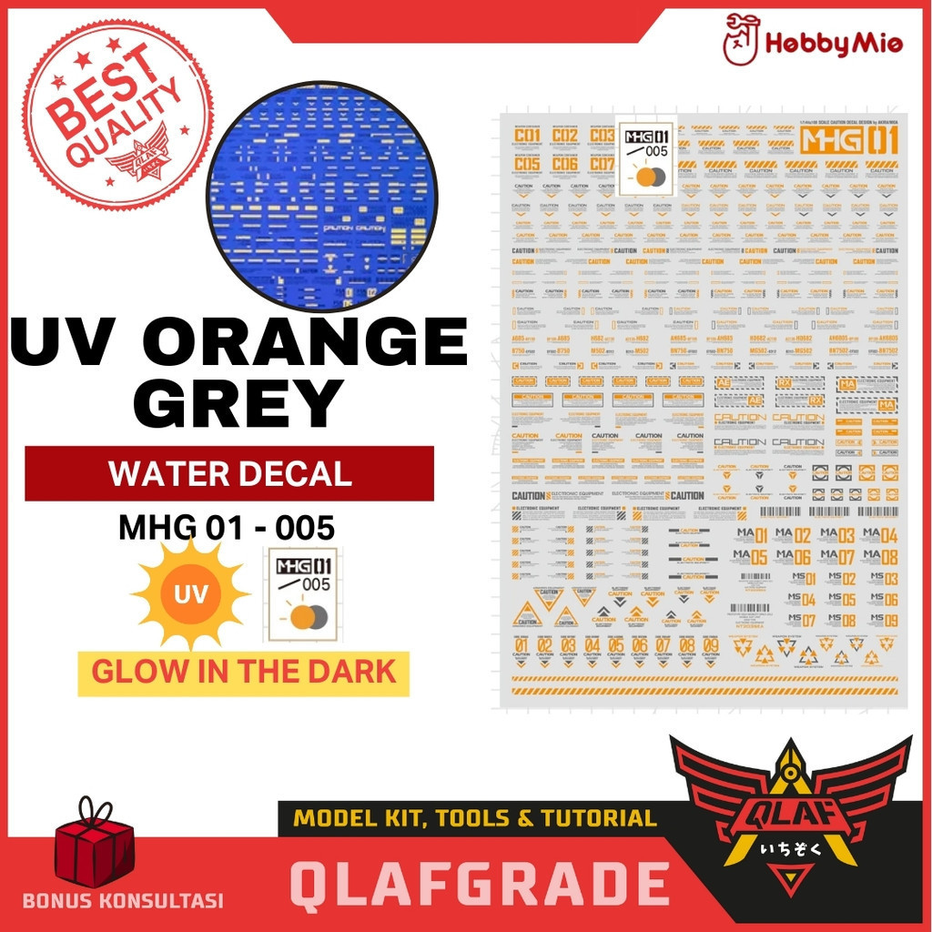 Jual Water Decal MHG 01 - 005 UV ORANGE GREY Hobby mio - 1/144 1/100 ...