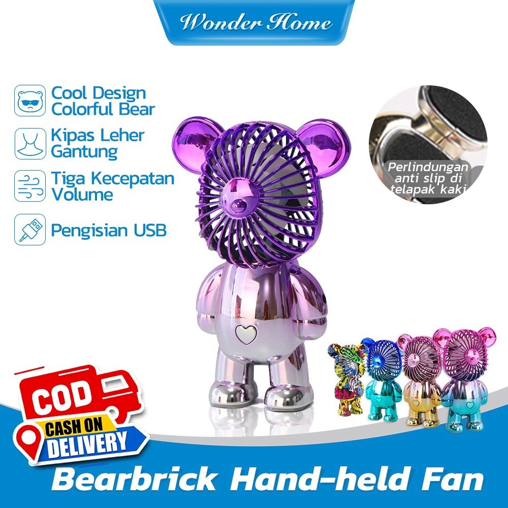 Jual Kipas Angin Mini Portable Karakter Bearbrick Meja USB Cas 3 ...