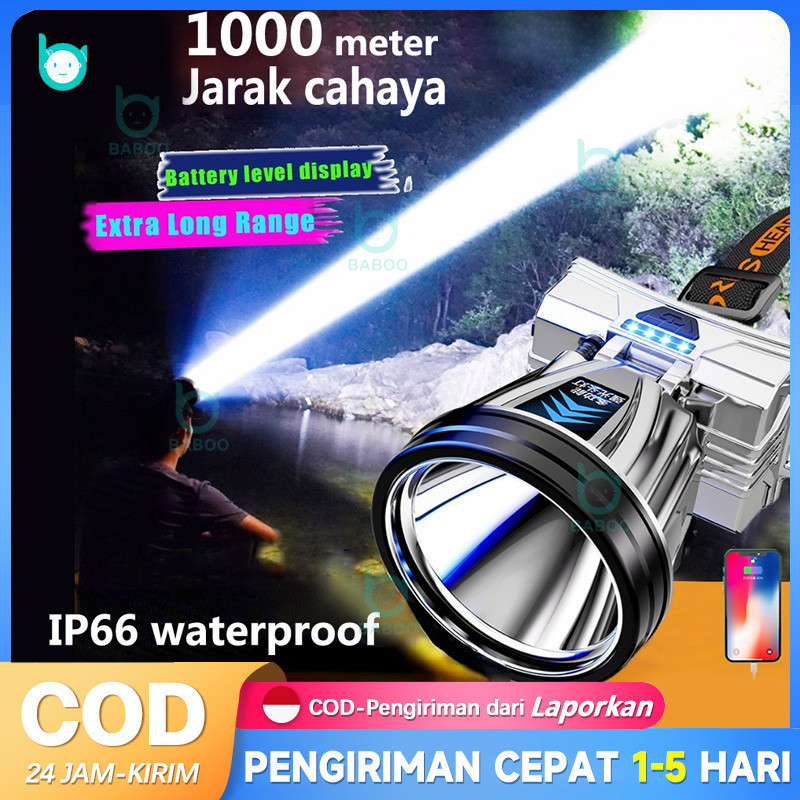 Jual 【Sensor】300W Senter Kepala Headlamp Super Terang Outdoor Camping ...