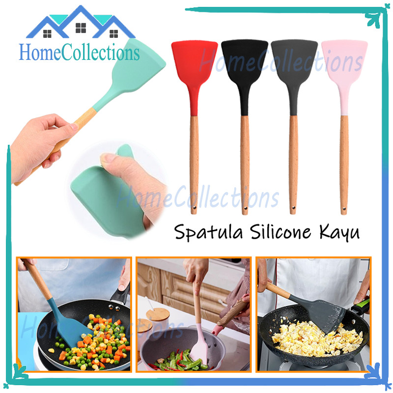 Jual Silicone Spatula With Wooden Handle/Spatula Masak/Spatula Silicone ...