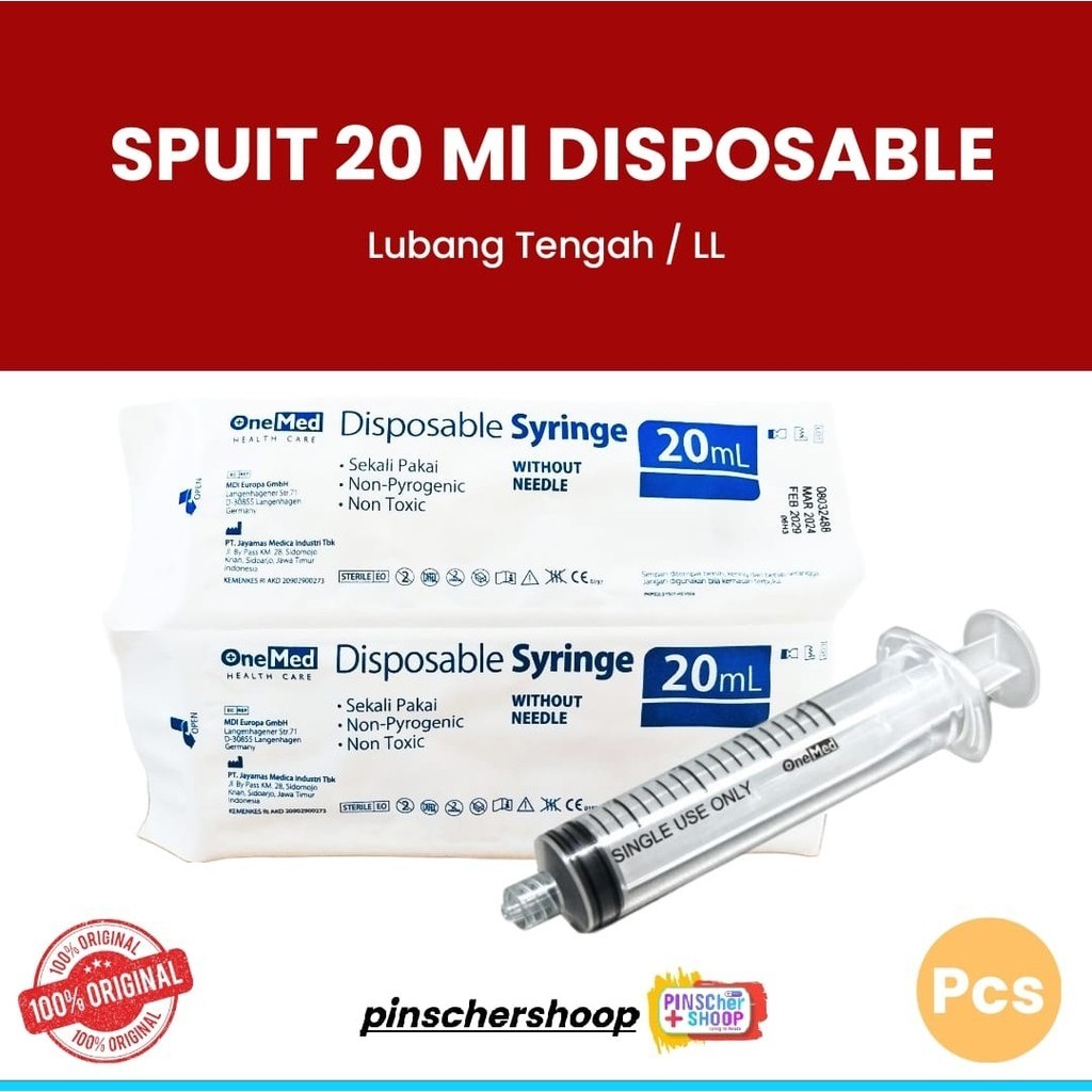 Jual Syringe 20 Ml LL Luer Lock Disposable Spuit 20 cc Lubang Tengah ...