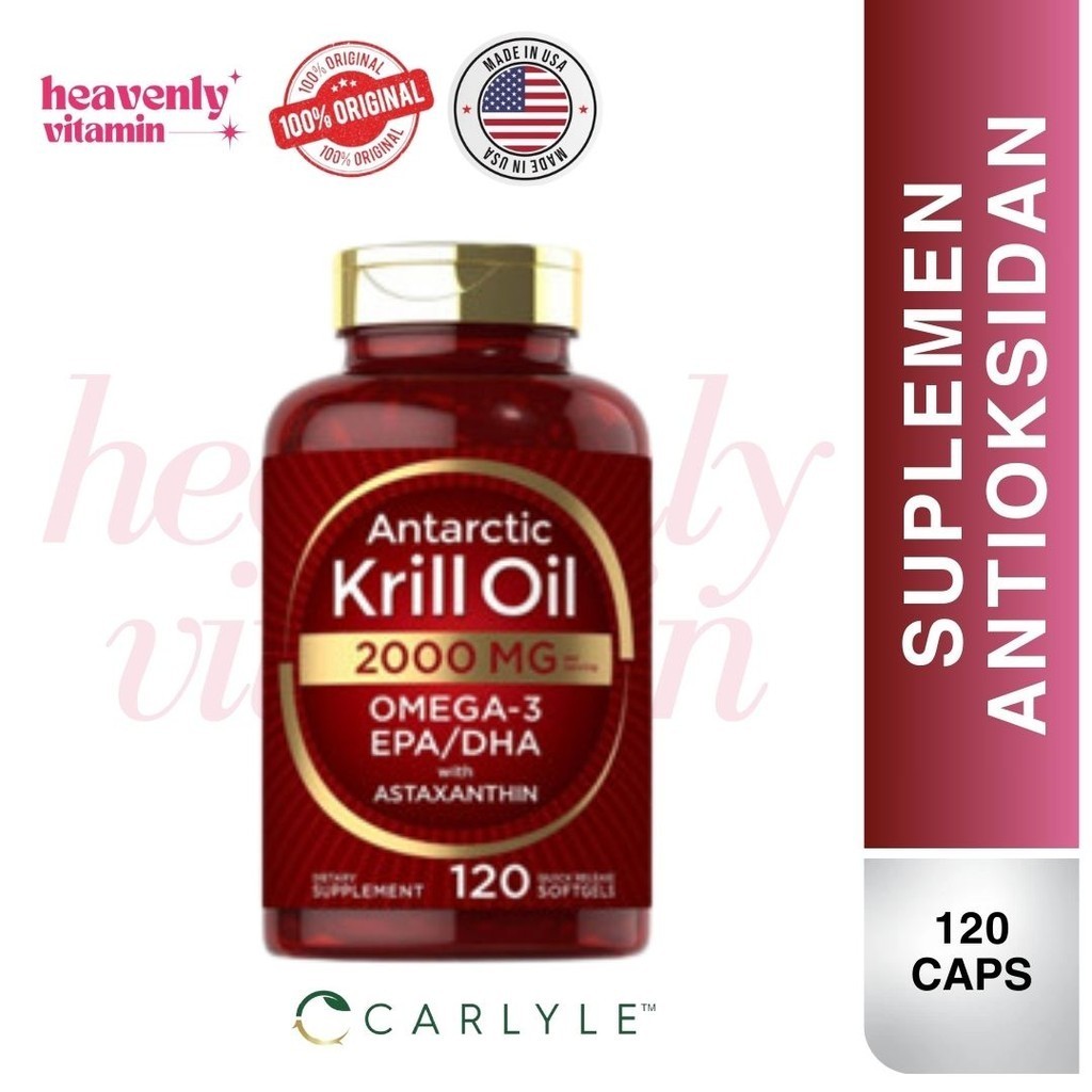 Jual Carlyle Antarctic Krill Oil 2000 mg Omega-3 EPA, DHA with Astaxanthin - 120 Softgels ...