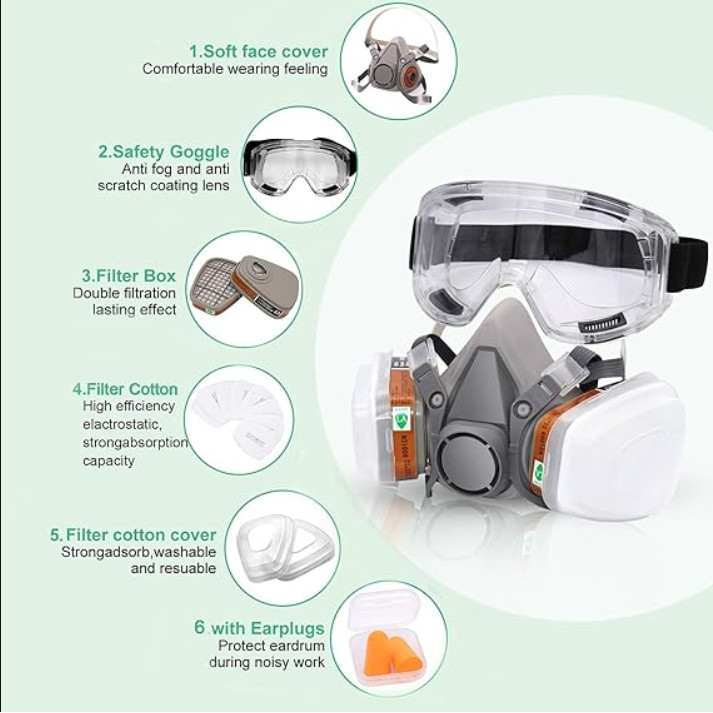Jual 7 In1 3M 6200 Masker Gas Masker Debu Perlindungan Filter Uap ...