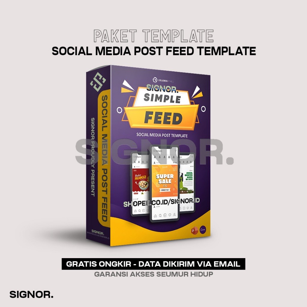 Jual [T8020] Simple Feed Template Social Media - 300 Template Desain Konten Feed Sosial Media ...