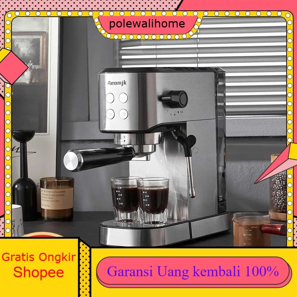 Jual Aeomjk Mesin Kopi Espresso Coffee Maker Frothing 20 Bar 1350W - CM5020 | Shopee Indonesia