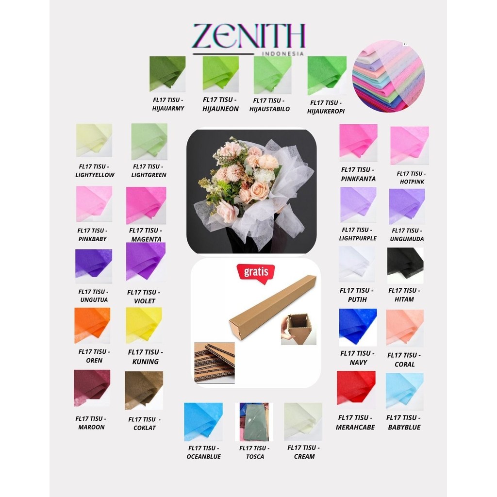 Jual Zenith - (5 LEMBAR) - FL17 TISU Kertas Tissue Buket/ Kertas Tissue ...