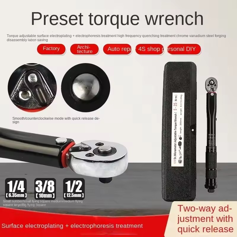 Jual Torque Wrench 1/2'' 3/8'' 1/4'' Torsi Preset Torsi Kunci Pas Drive ...