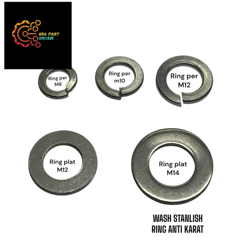 Jual COD RING PLAT PER WASH STANLISH M10 BAUT 14 M12 BAUT 17 M14 BAUT ...