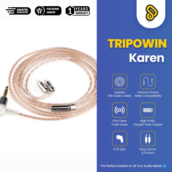 Jual TRIPOWIN KAREN High-purity 4N Oxygen-free Copper Upgrade IEM Cable - 4.4mm QDC | Shopee ...