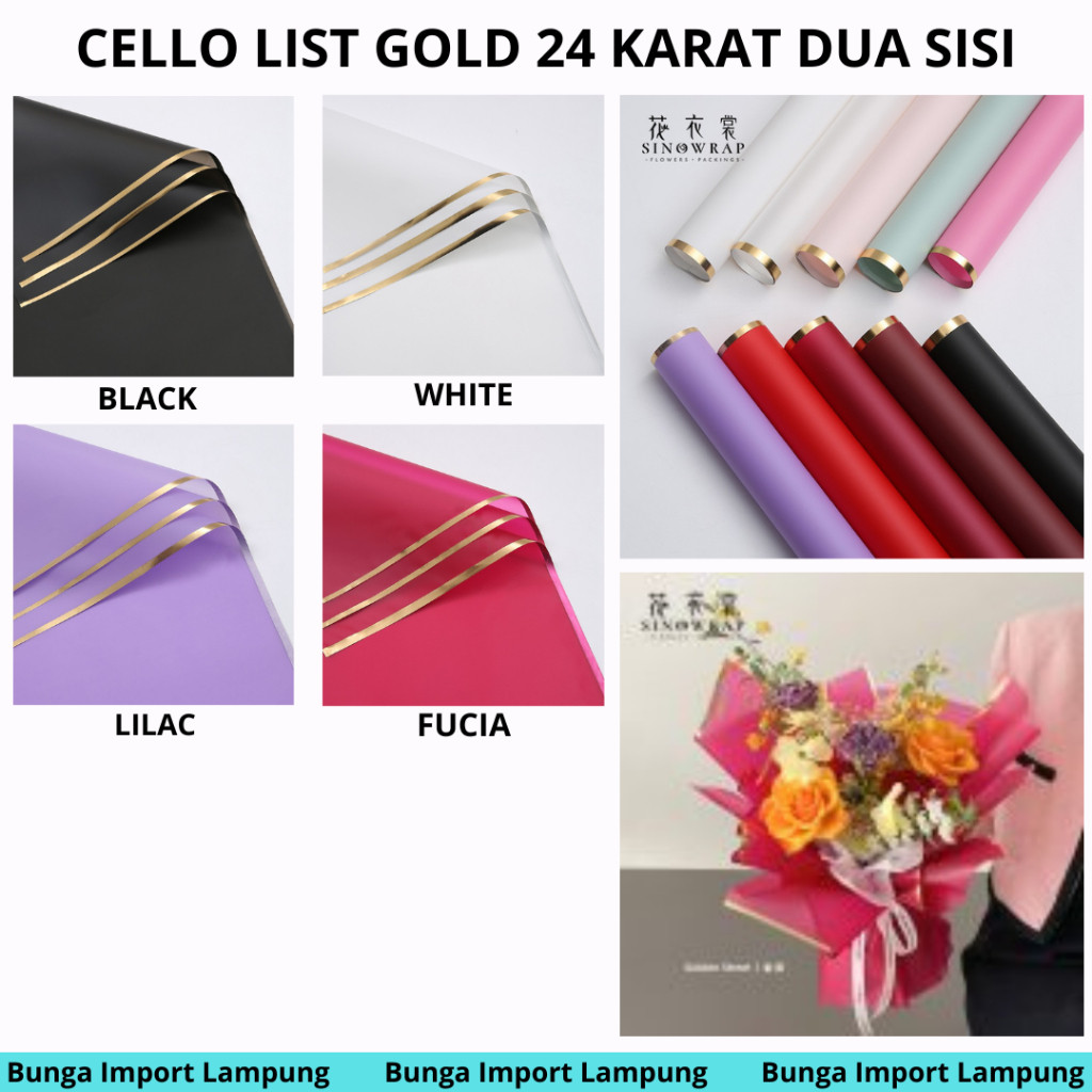 Jual (LEMBARAN) KERTAS CELLOPHANE LIST GOLD 24 KARAT DUA SISI KERTAS ...