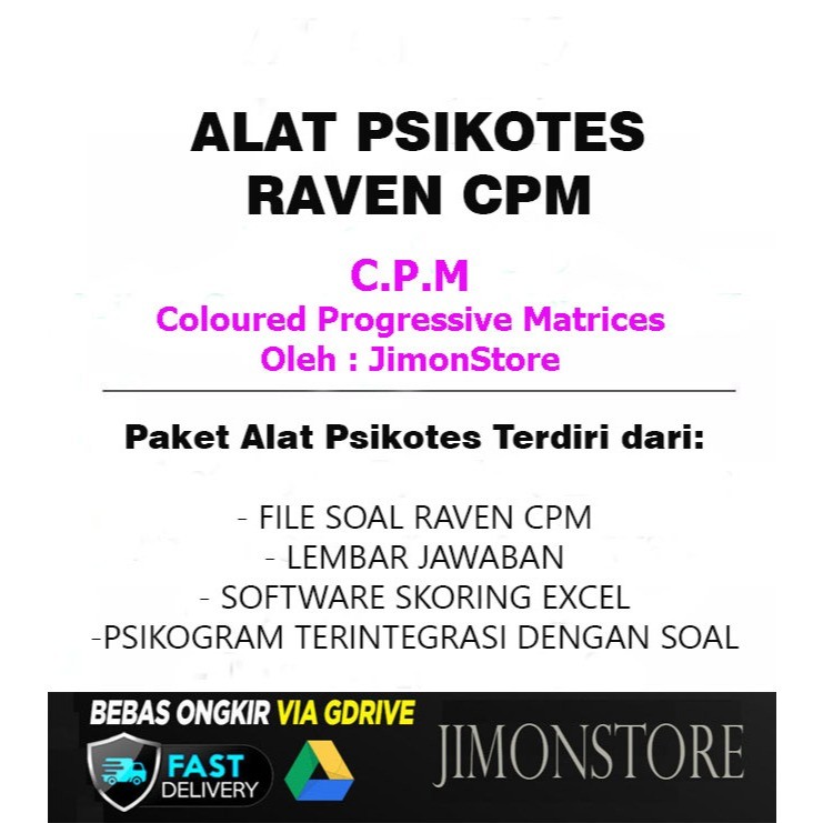 Jual Alat Tes Psikotes Psikologi Raven CPM - Coloured Progressive ...