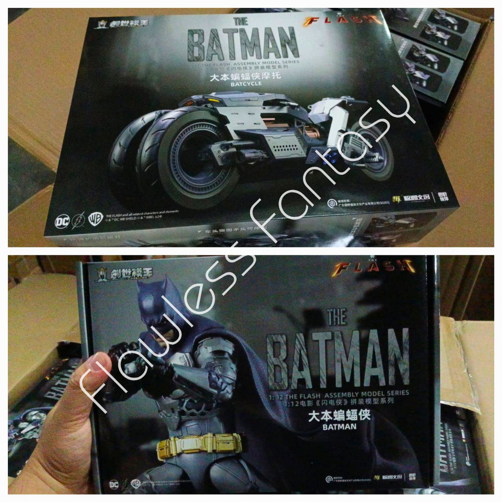 Jual Modoking DC 1:12 The Flash Movie Batman Ben Affleck And Bat Cycle BatCycle Bike Model Kit ...