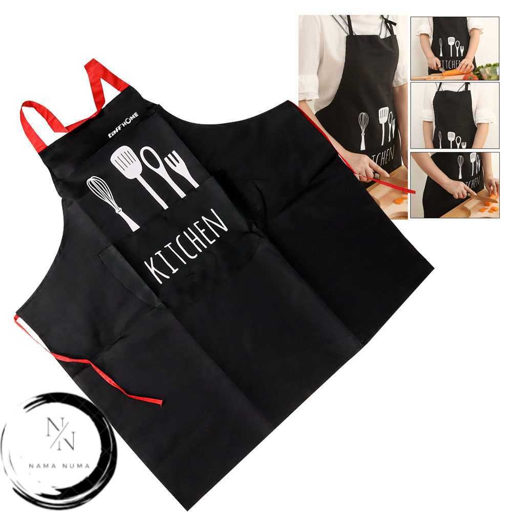 Jual TaffHOME Celemek Masak Apron Dapur Model Kantong Pola Spatula ...