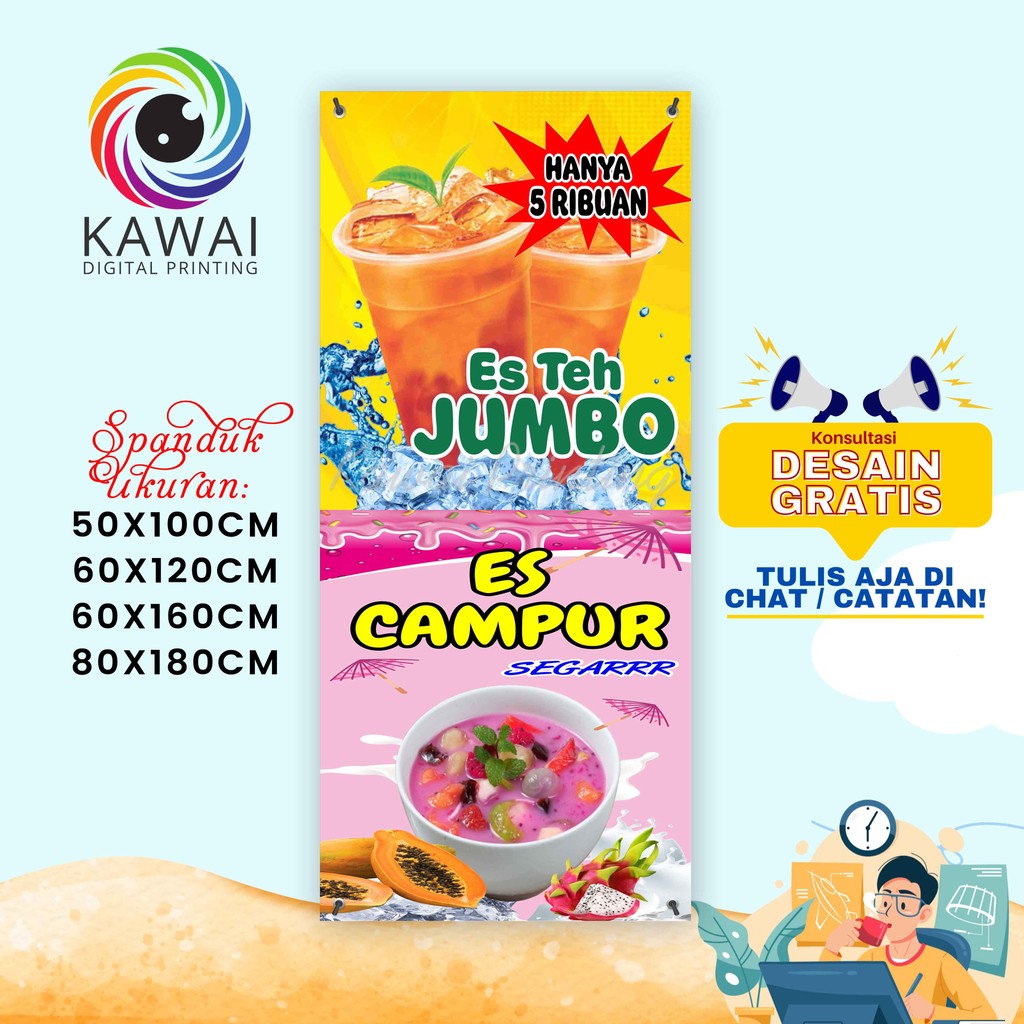Jual SPANDUK / BANNER Teh Jumbo & Es Campur Design Outdoor / Indoor ...